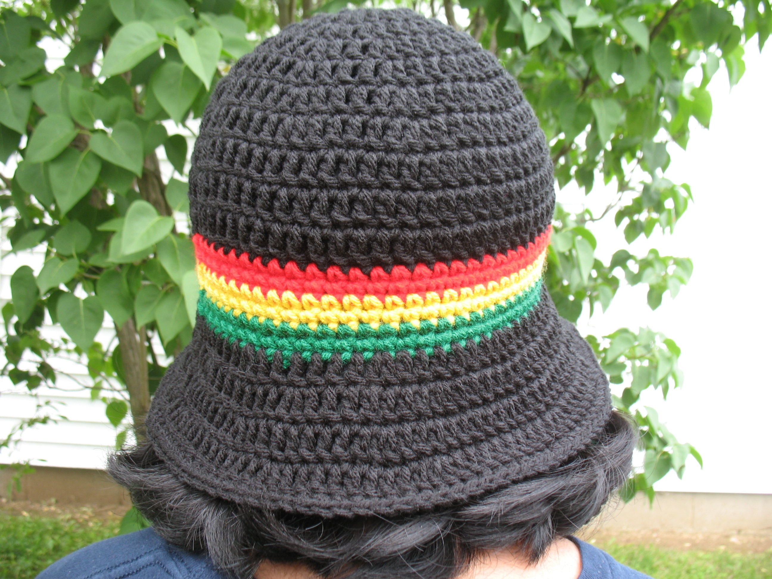 Rasta Sun Hat/ Crochet Rasta Bucket Hat/ Jamaica Reggae Hippy Boho ...