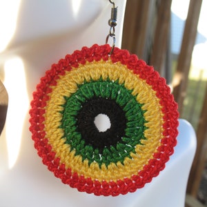 Rasta Earring/ Large Round Rasta Earring/ Circle Rasta Earring/ Rasta ...