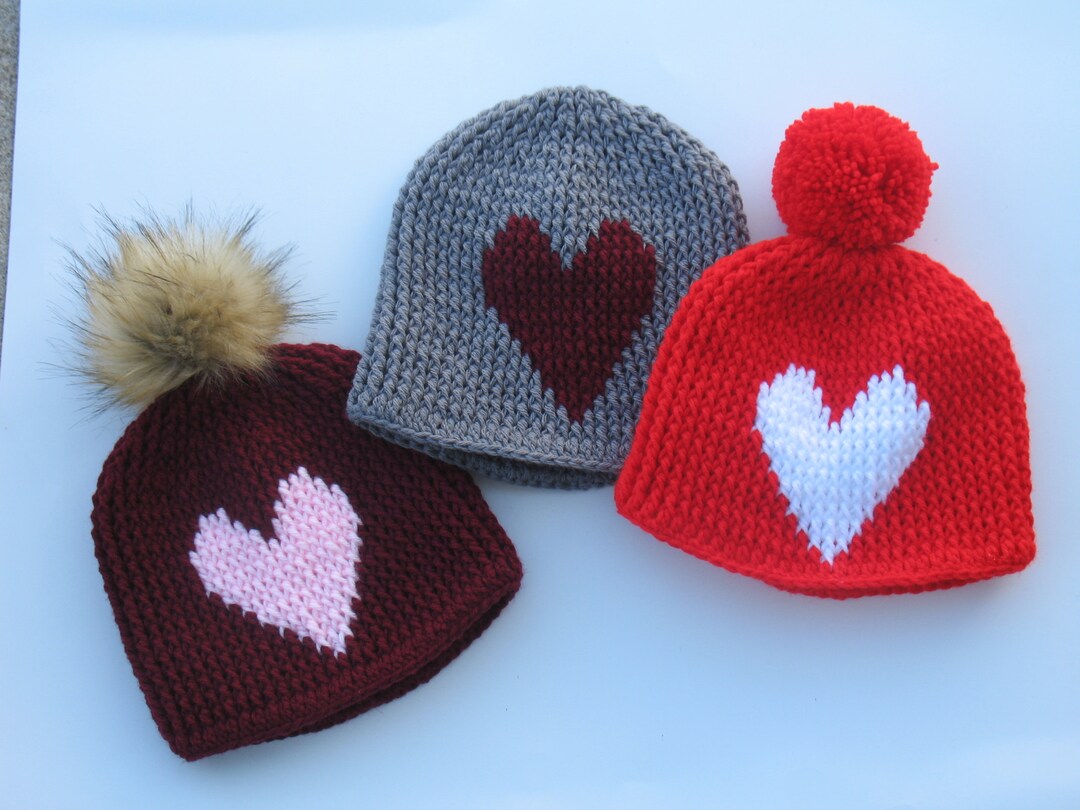 Valentine Day Hat/ Heart Hat/ Valentine Day Beanie/ Adult Unisex Winter ...