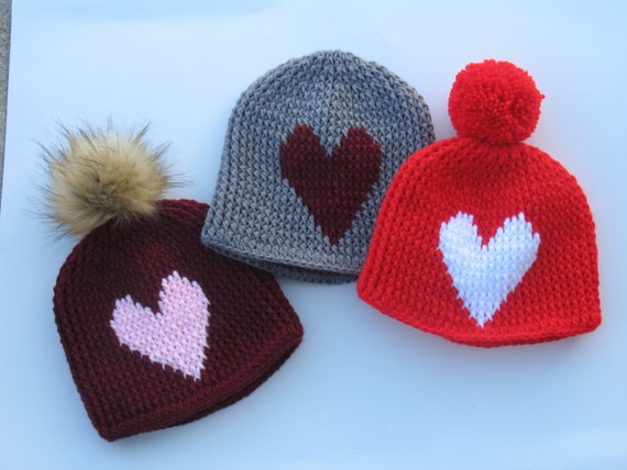 Valentine Day Hat/ Heart Hat/ Valentine Day Beanie/ Adult - Etsy