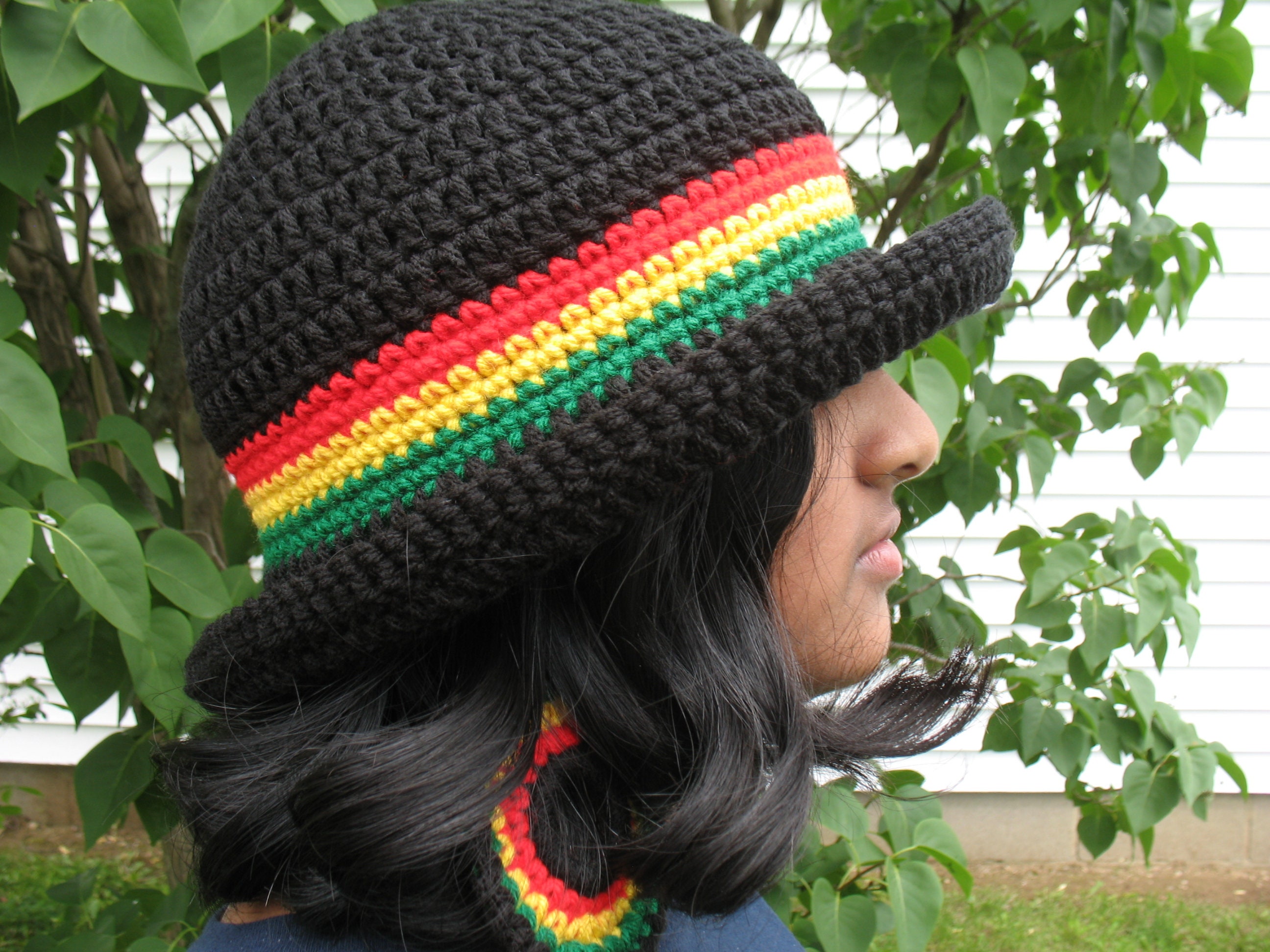 Rasta Sun Hat/ Crochet Rasta Bucket Hat/ Jamaica Reggae Hippy Boho ...