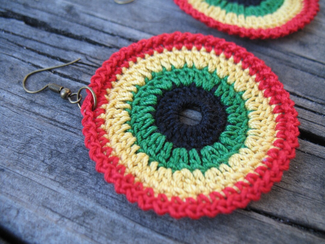 Rasta Earring/ Large Round Rasta Earring/ Circle Rasta Earring/ Rasta ...