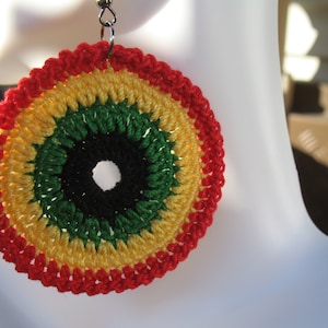 Rasta Earring/ Large Round Rasta Earring/ Circle Rasta Earring/ Rasta ...