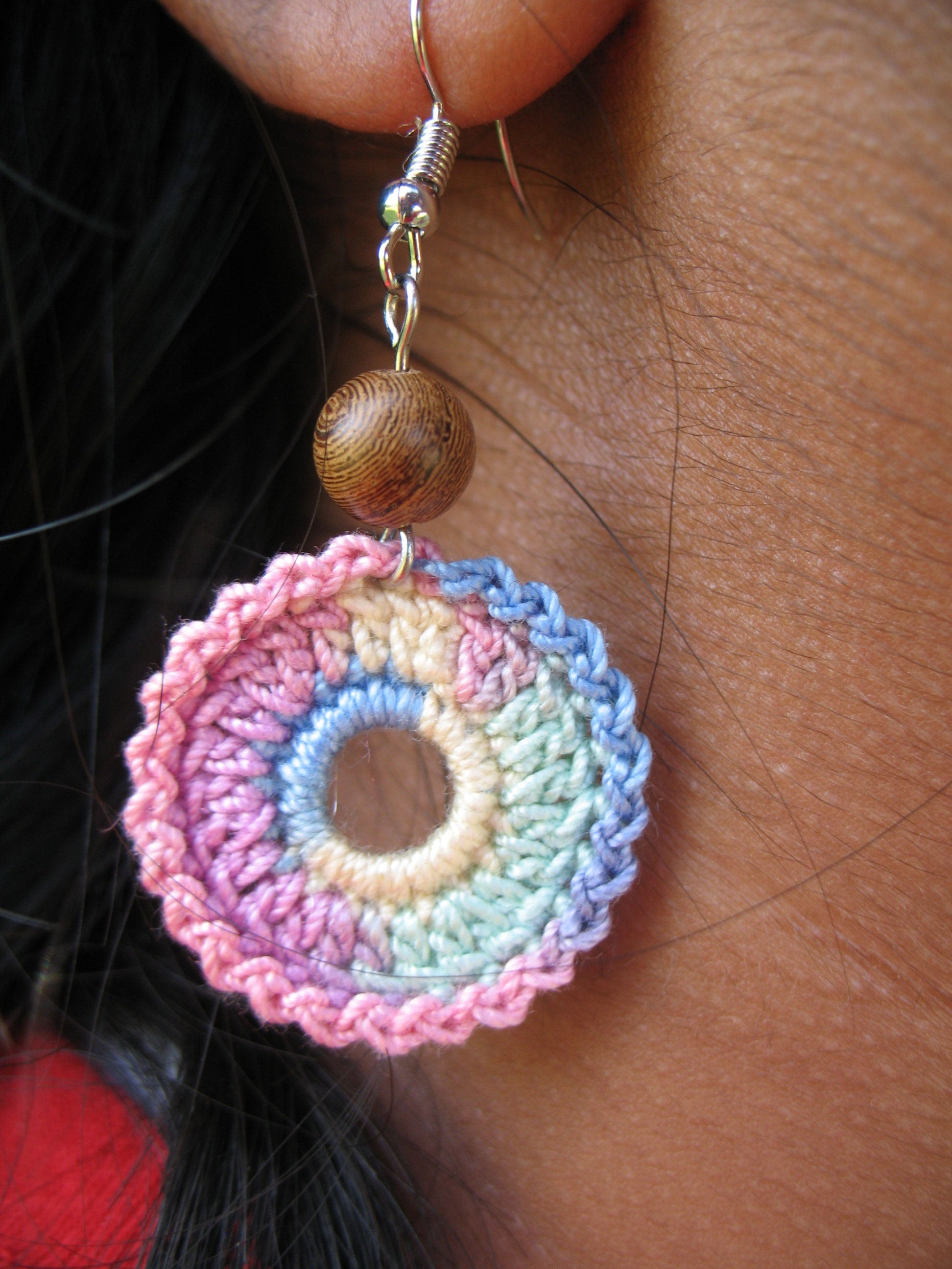 Crochet Round Earring/ Small Circle Minimalist Earring/ Boho | Etsy