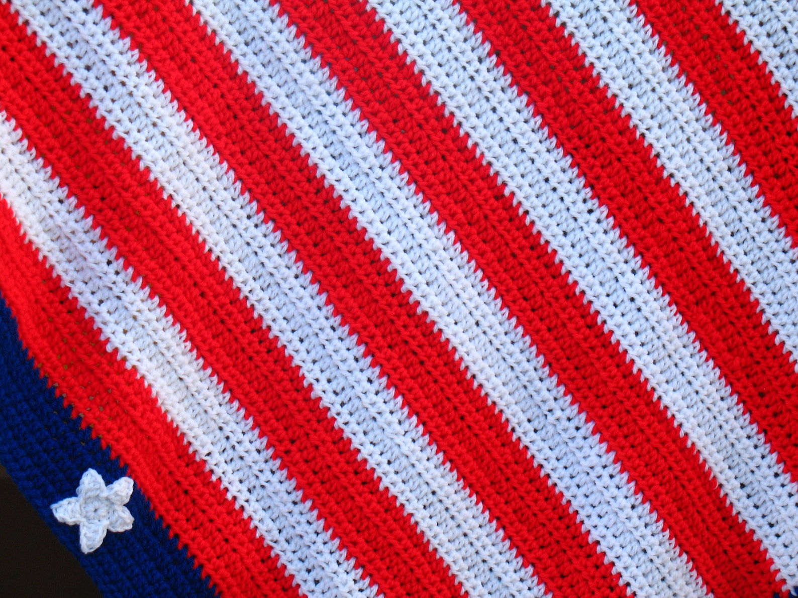 American Flag Afghan, Red White Blue Blanket, Crochet Patriotic Afghan ...