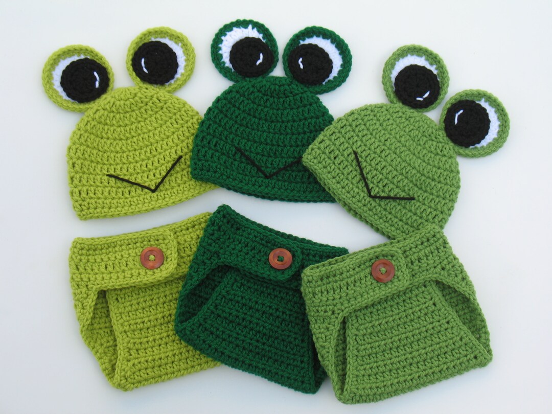 Frog Costume/ Frog Hat & Diaper Cover/ Crochet Frog Photo Prop/ Newborn ...