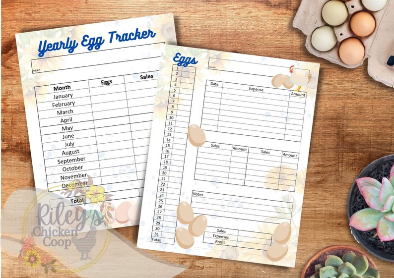 Monthly Egg Tracker - Yearly Egg Tracker - Egg Collecting Pack - Etsy