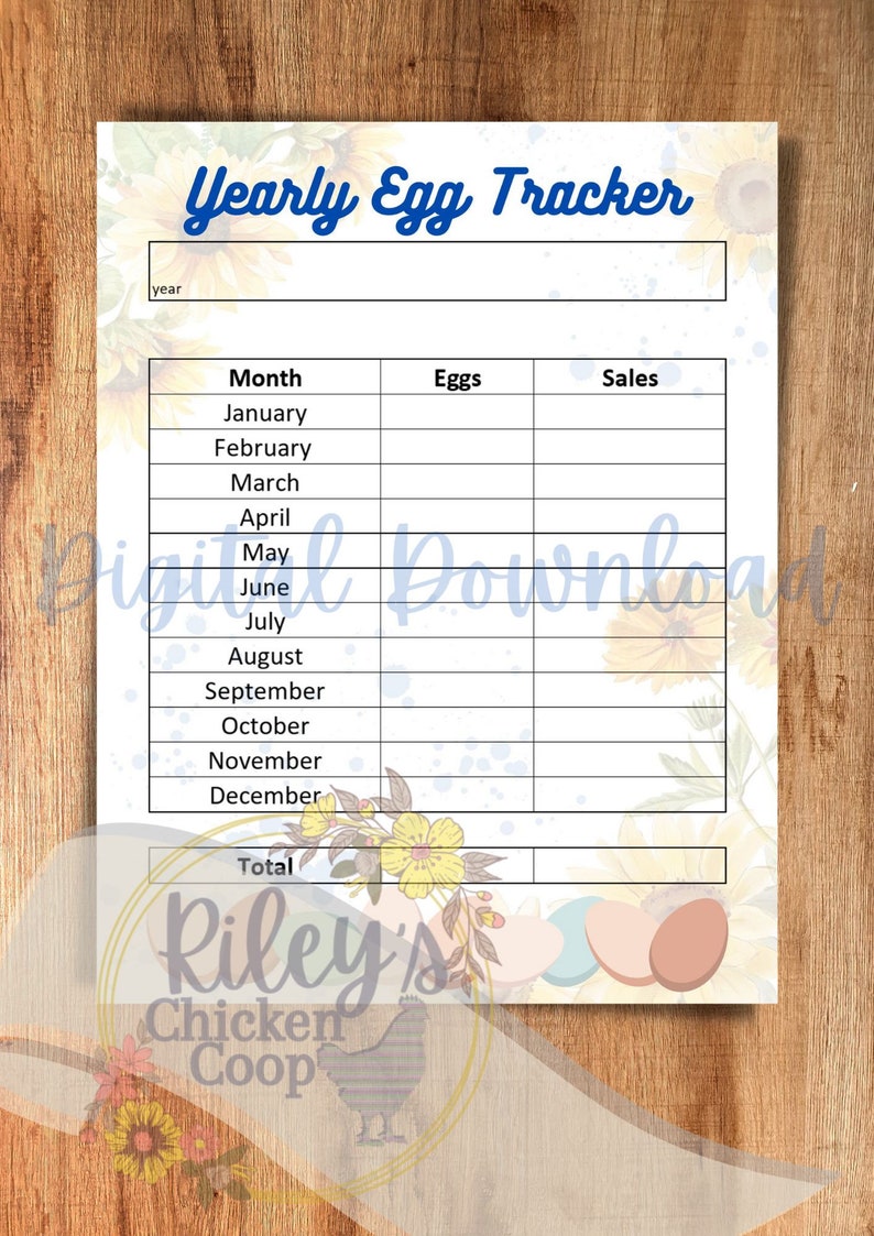 Monthly Egg Tracker - Yearly Egg Tracker - Egg Collecting Pack - Etsy