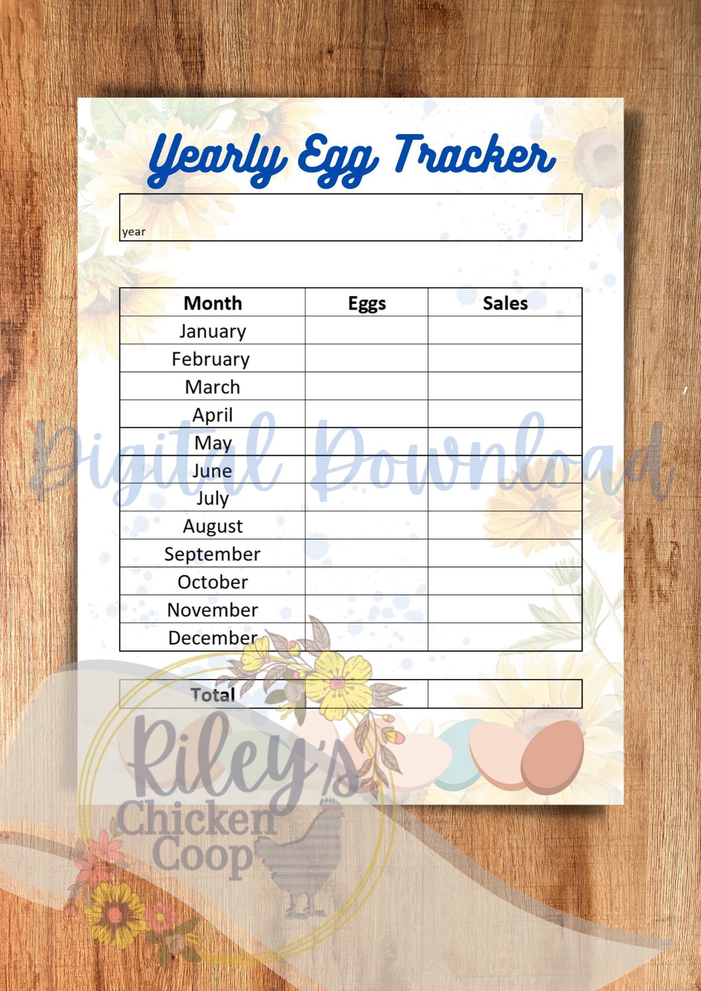 Monthly Egg Tracker - Yearly Egg Tracker - Egg Collecting Pack - Etsy