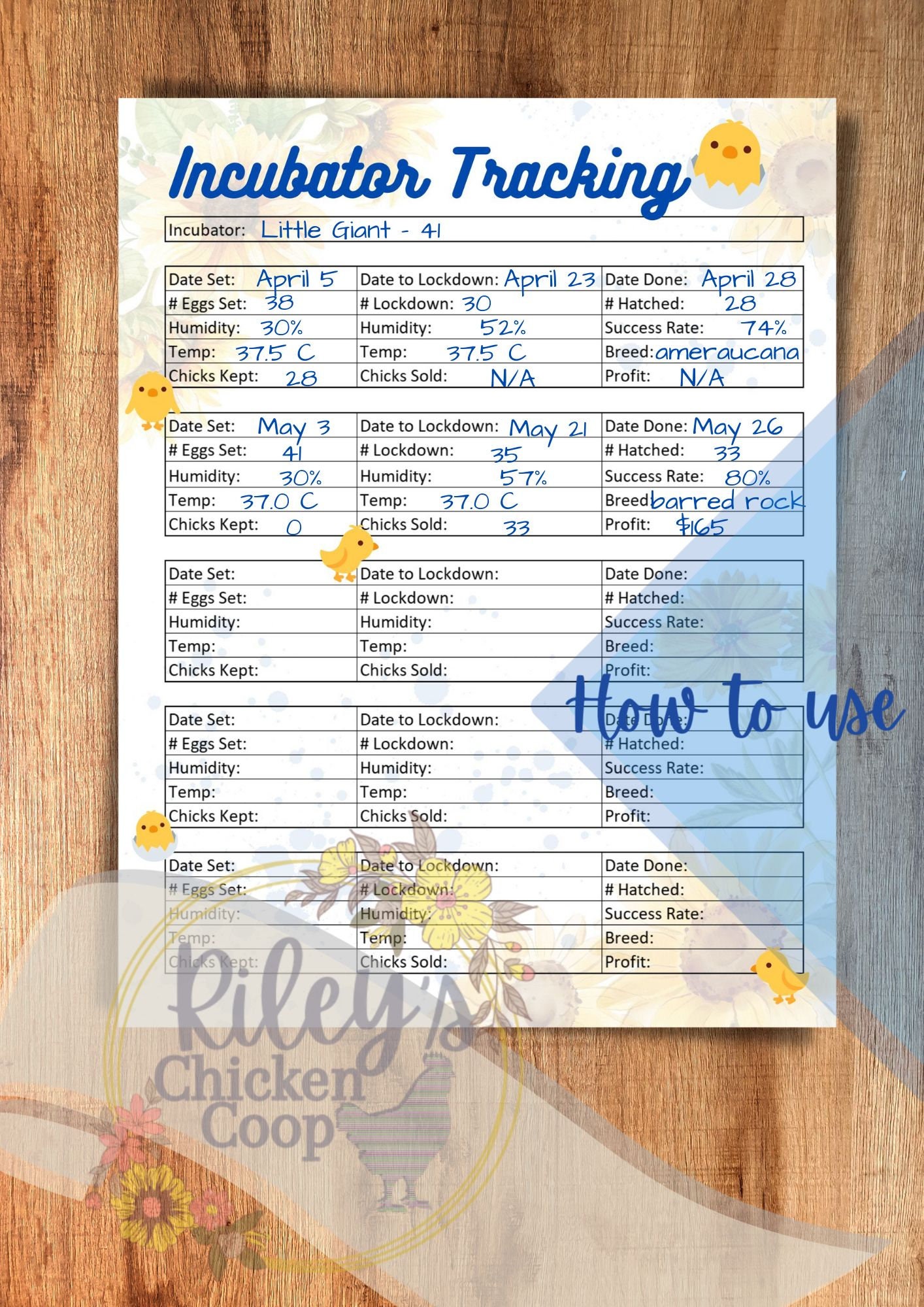 Chicken Incubator Tracking Sheet - Chicken Tracker - Incubator Settings ...