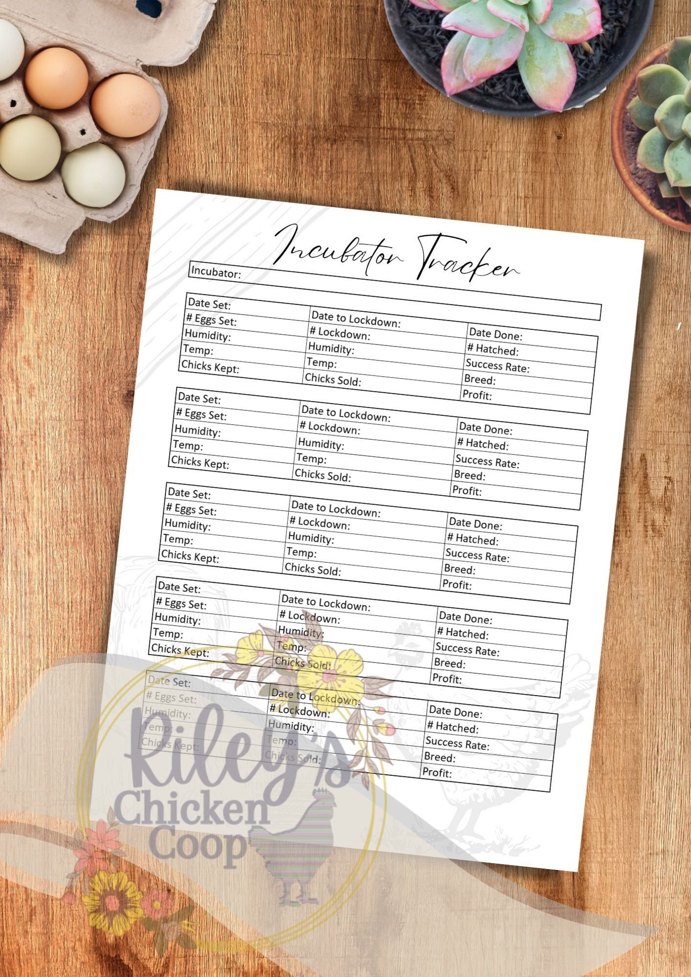 Incubator Tracking - Egg Incubation Log - Chicken Egg Records ...