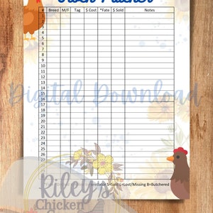 Chicken Flock Tracker - Flock Log - Chicken Tracker - Etsy