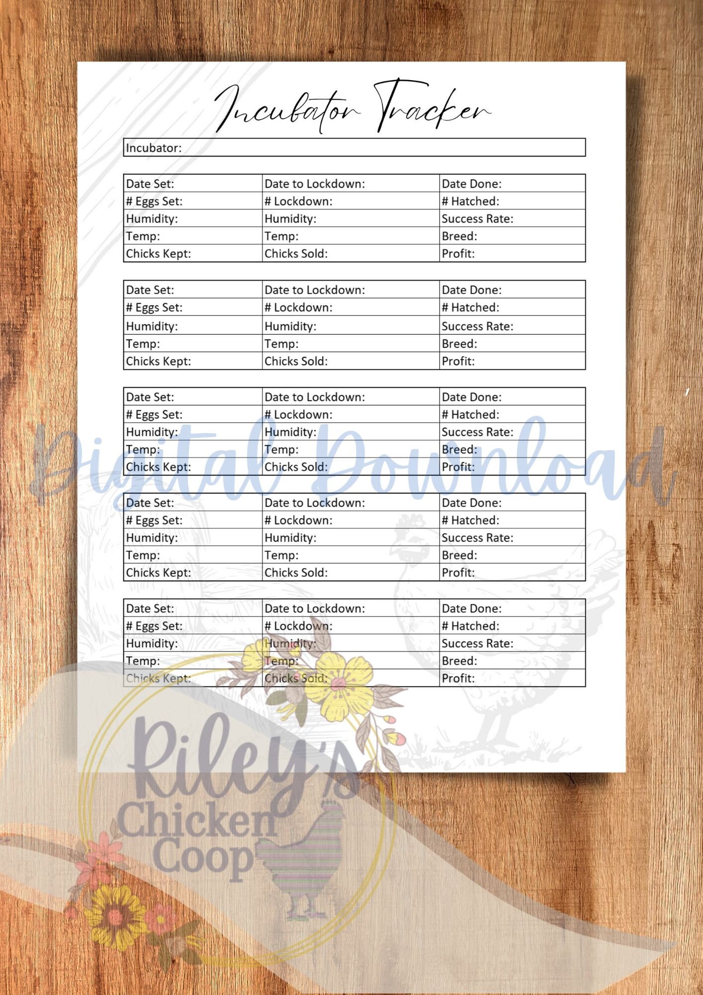 Incubator Tracking - Egg Incubation Log - Chicken Egg Records ...