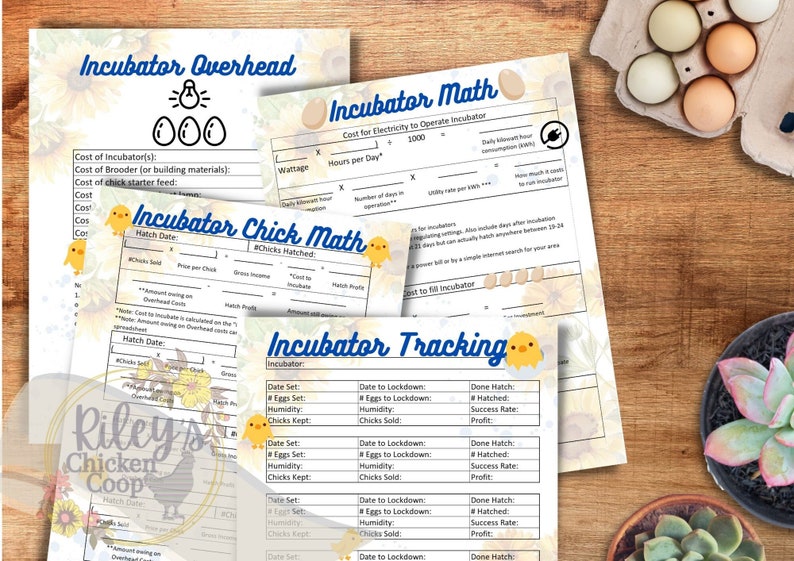 Incubator Tracking Pack - Incubator Cost Budget - Incubator Finances - Etsy