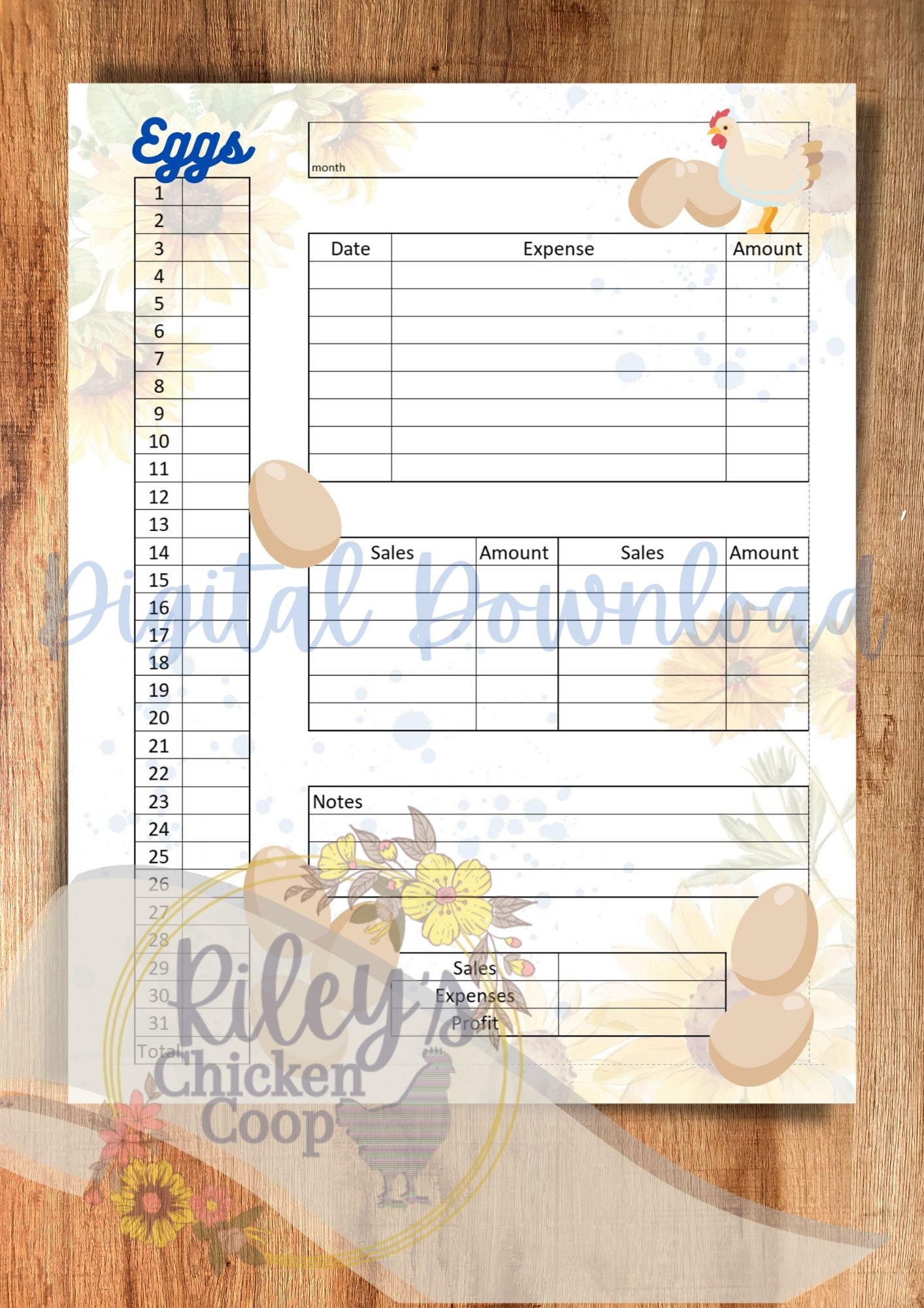 Monthly Egg Tracker - Yearly Egg Tracker - Egg Collecting Pack - Etsy