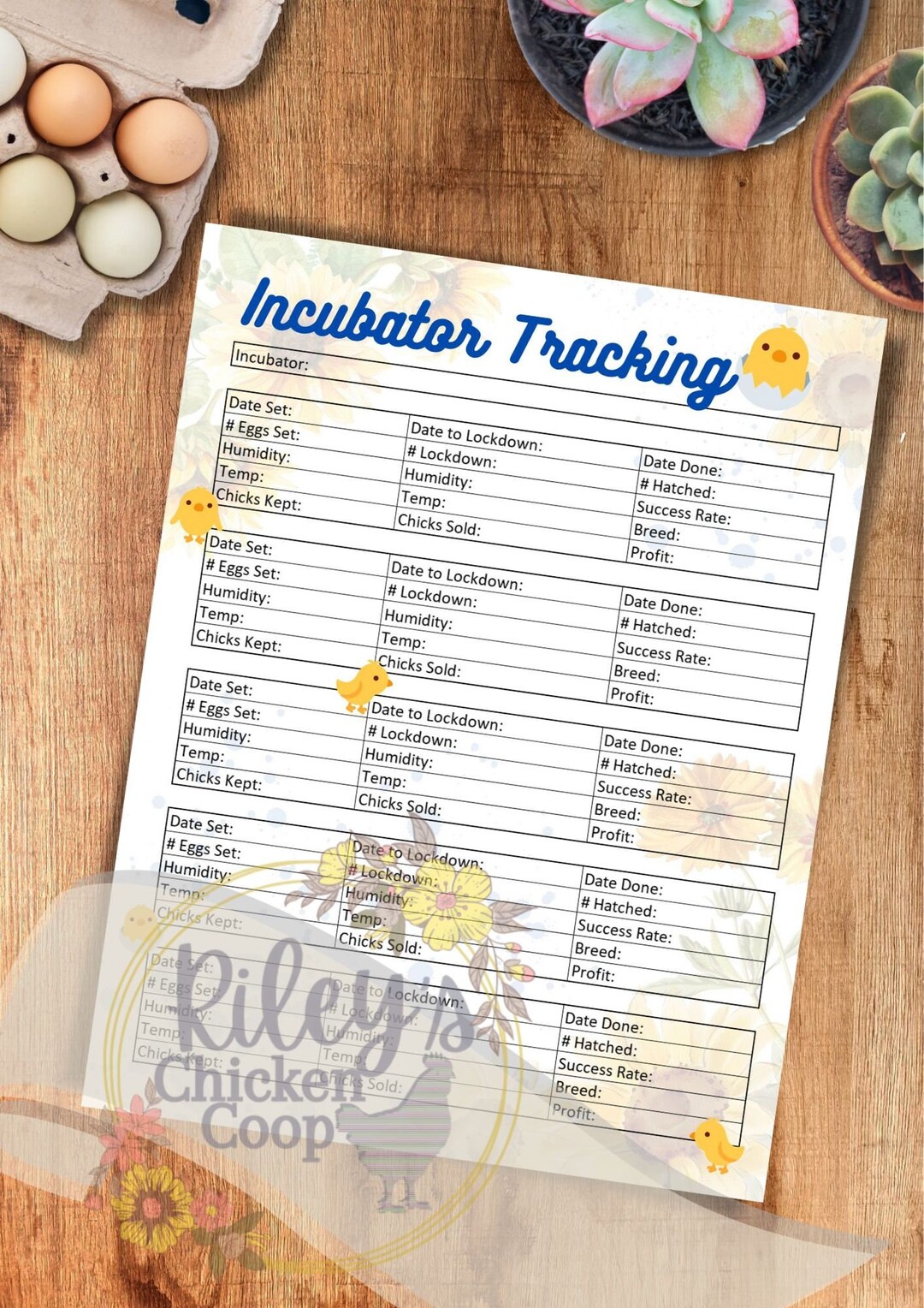 Chicken Incubator Tracking Sheet - Chicken Tracker - Incubator Settings ...