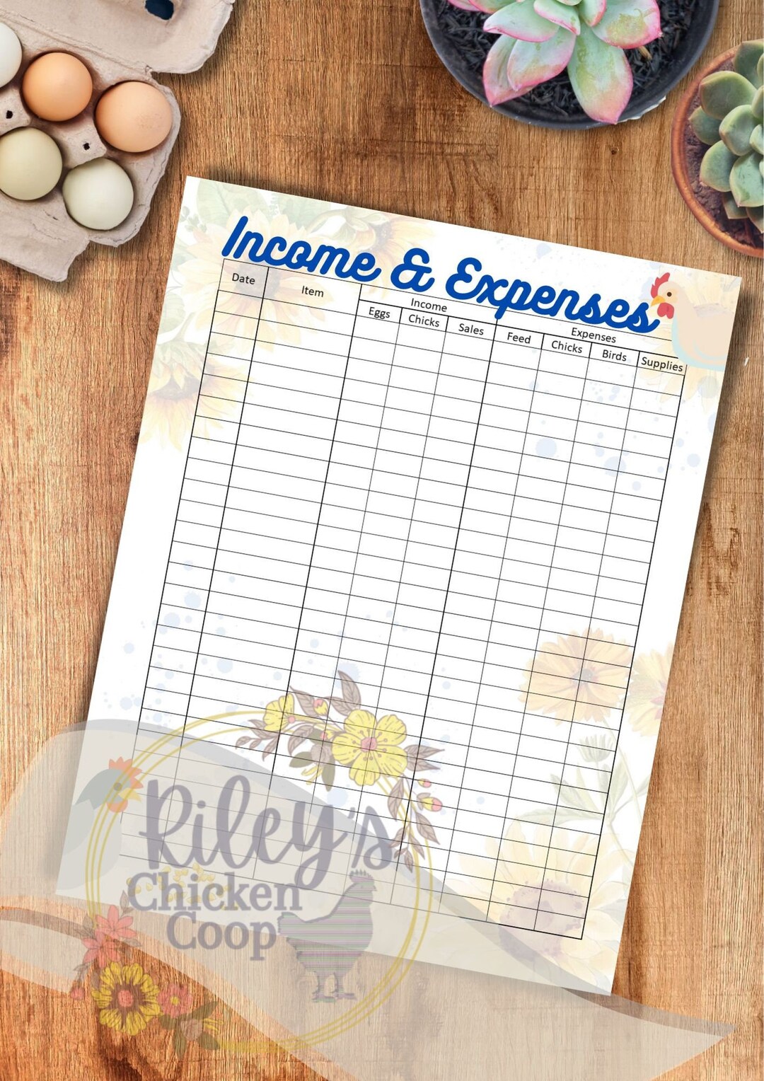 Chicken Income and Expense Tracker - Budget Log - Chicken Tracker - Etsy