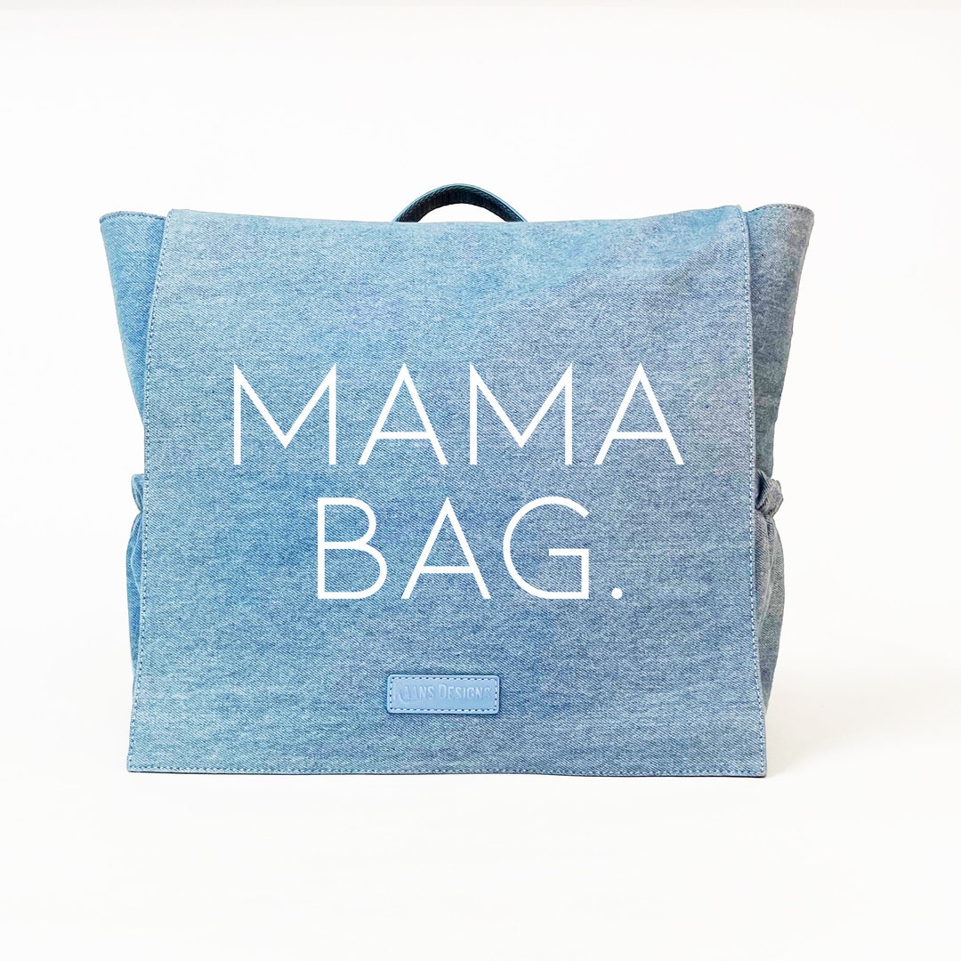 Denim Bag for Moms Mama Backpack Cute Gift for New Mom Diaper Bag ...