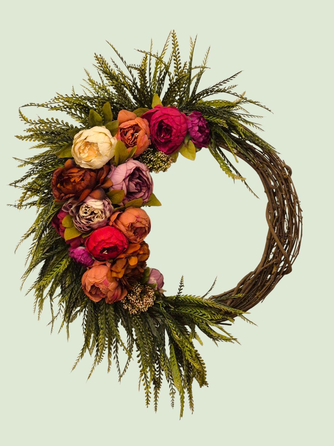 Fall Wreath With Peonies for Front Door: Farmhouse Door Decor - Etsy