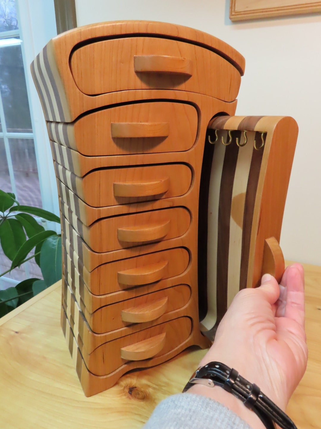Jewelry Boxes, Handmade Large Cherry Wood Jewelry Box, Cherry, Walnut ...