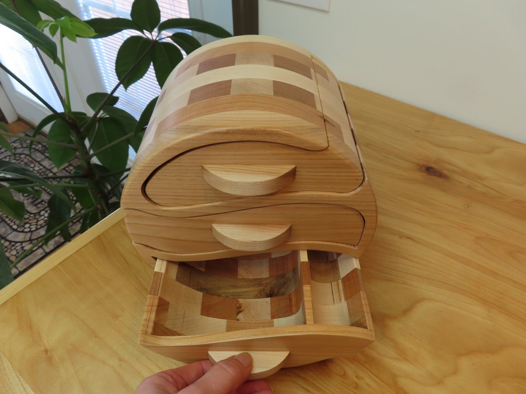 Jewelry Boxes, Large Handmade Hickory Wood Jewelry Box, Hickory, Cherry ...