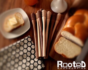 Amish-made Wooden Honey Dipper Oak, Cherry, Walnut, Maple Handcrafted ...