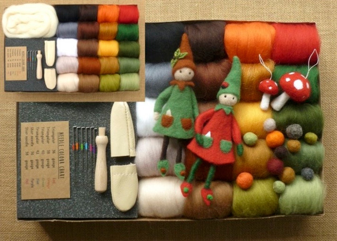 Beginner Needle Felting Kit Autumn Felting Kit Elf Needle Felting ...