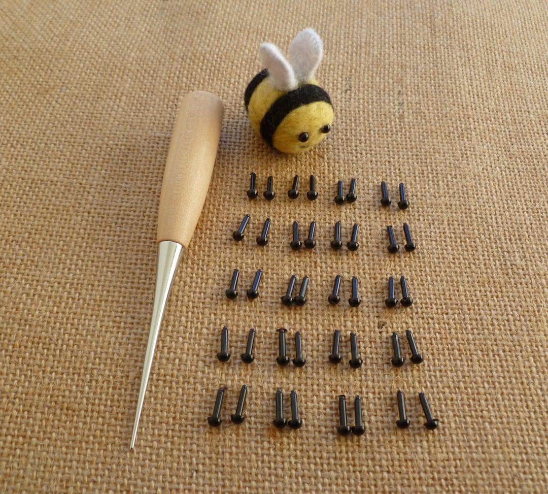 Toy Eyes + Awl 3mm, 4mm, or Mixed Black Eyes NO BACKS - Wooden Awl ...
