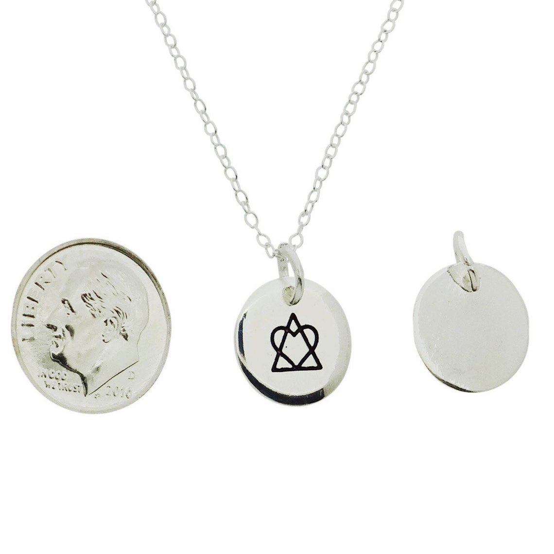 Adoption Symbol Triad Pendant Charm Drop Necklace - Heart and Triangle ...