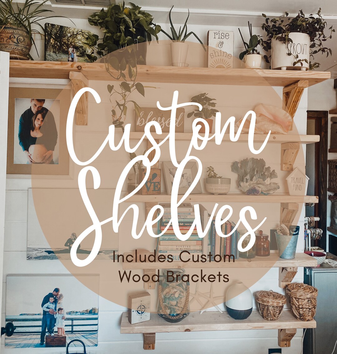 Handmade Rustic Pine Shelves With Custom Wood Brackets, Farmhouse ...