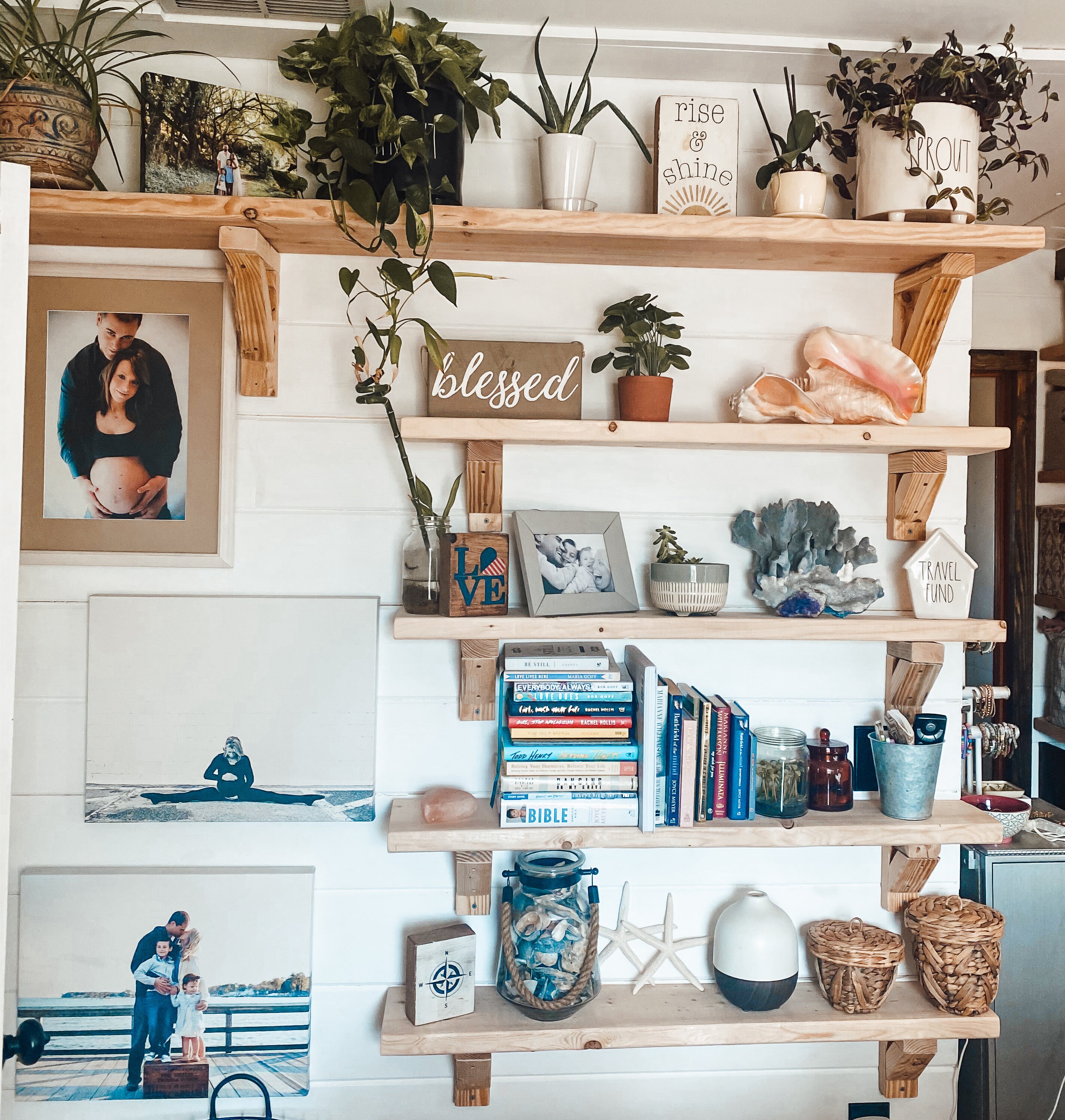 Handmade Rustic Pine Shelves With Custom Wood Brackets, Farmhouse ...