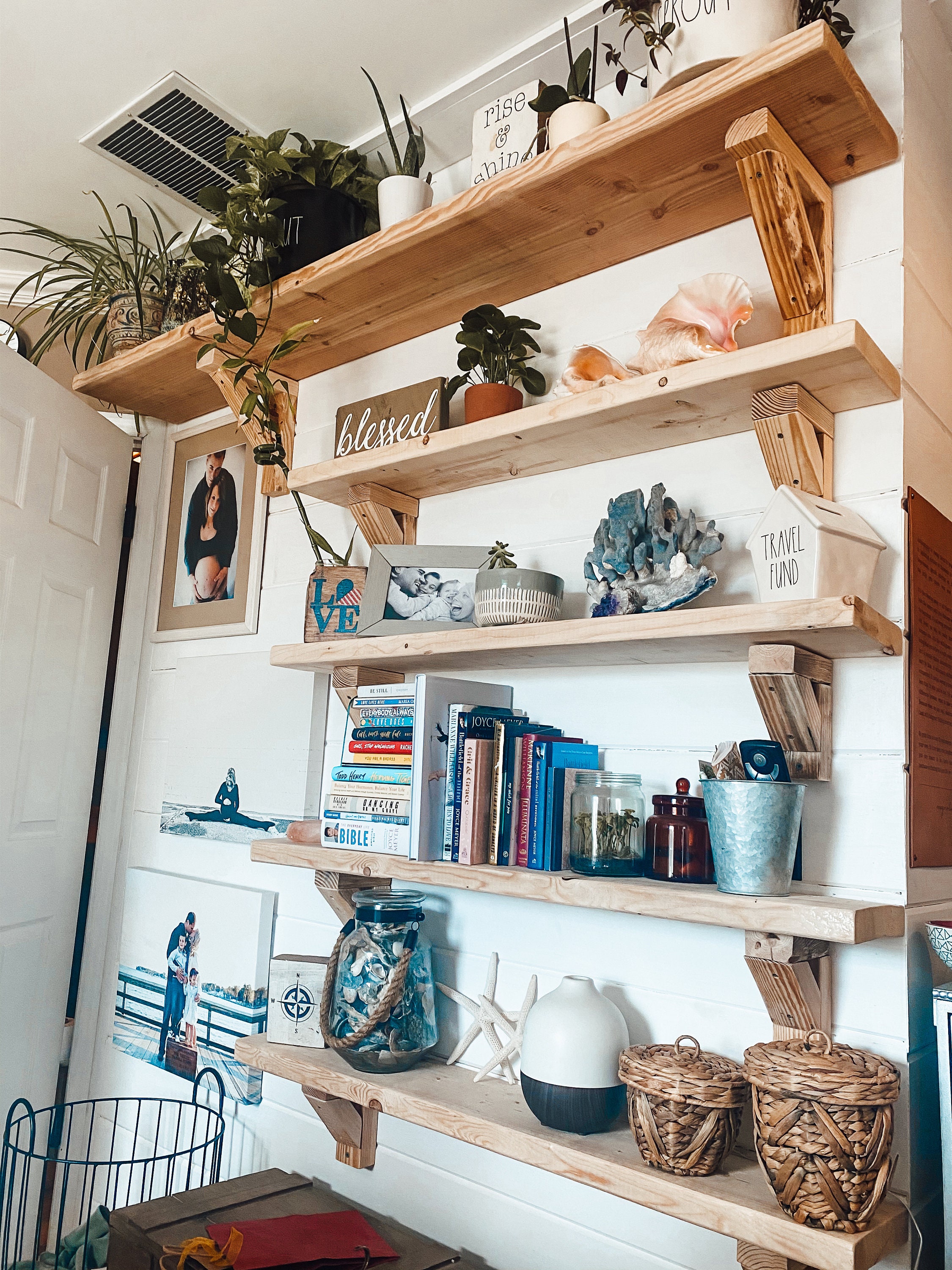 Handmade Rustic Pine Shelves With Custom Wood Brackets, Farmhouse ...