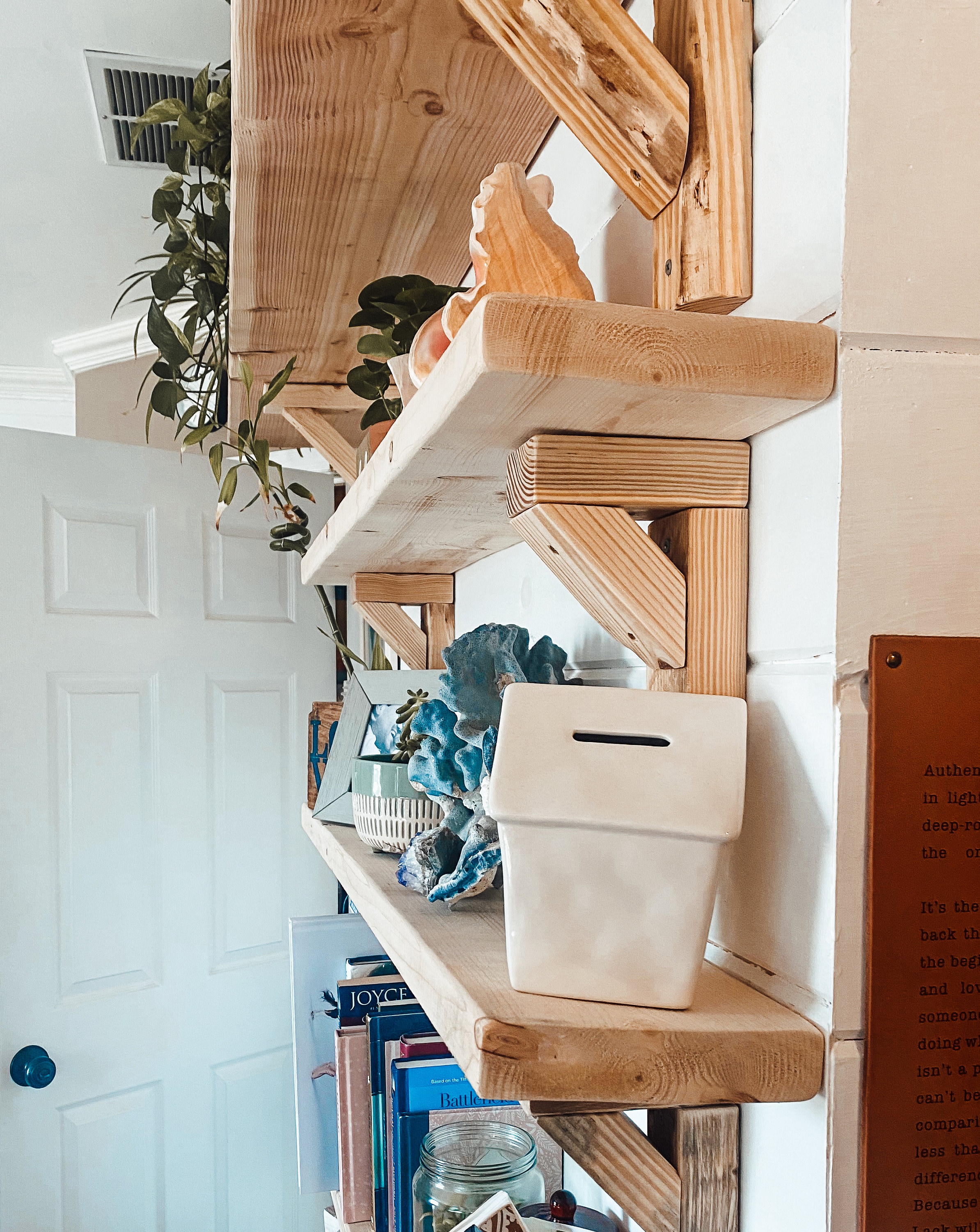 Handmade Rustic Pine Shelves With Custom Wood Brackets, Farmhouse ...