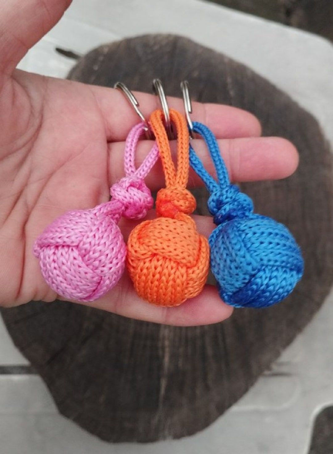 Floating Cork Key Chain, Monkey Fist Keychain, Nautical Cord Key Chain ...