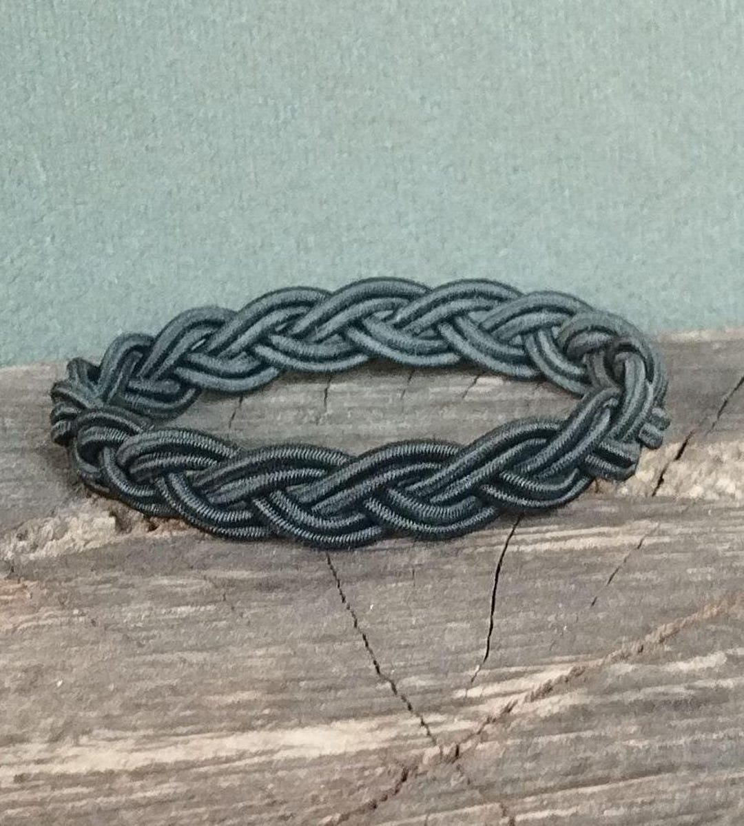 Grey Surfer Rope Turk Head Knot Bracelet, Elastic Cord Wristband ...