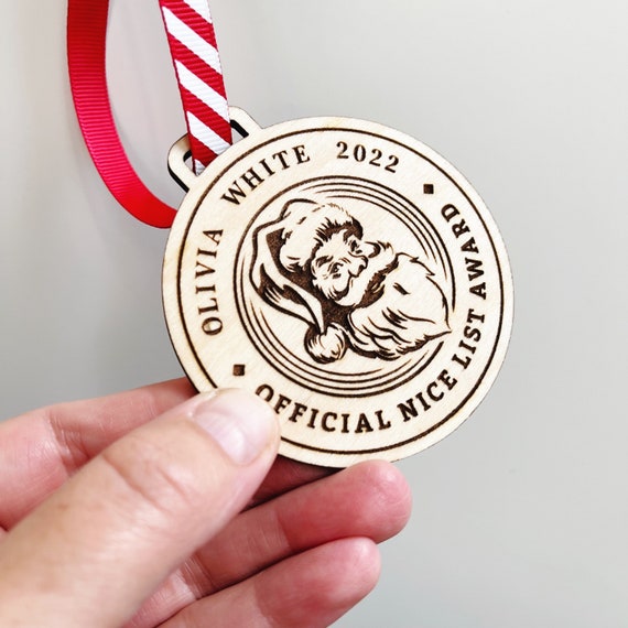 Santas Nice List Personalised Wooden Medal - Etsy