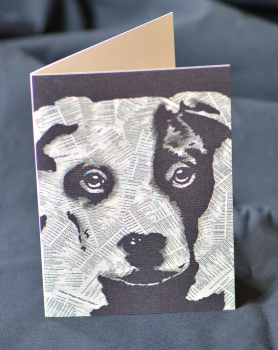 Dog Greeting Card Terrier Hound Pets Collage Newspaper | Etsy