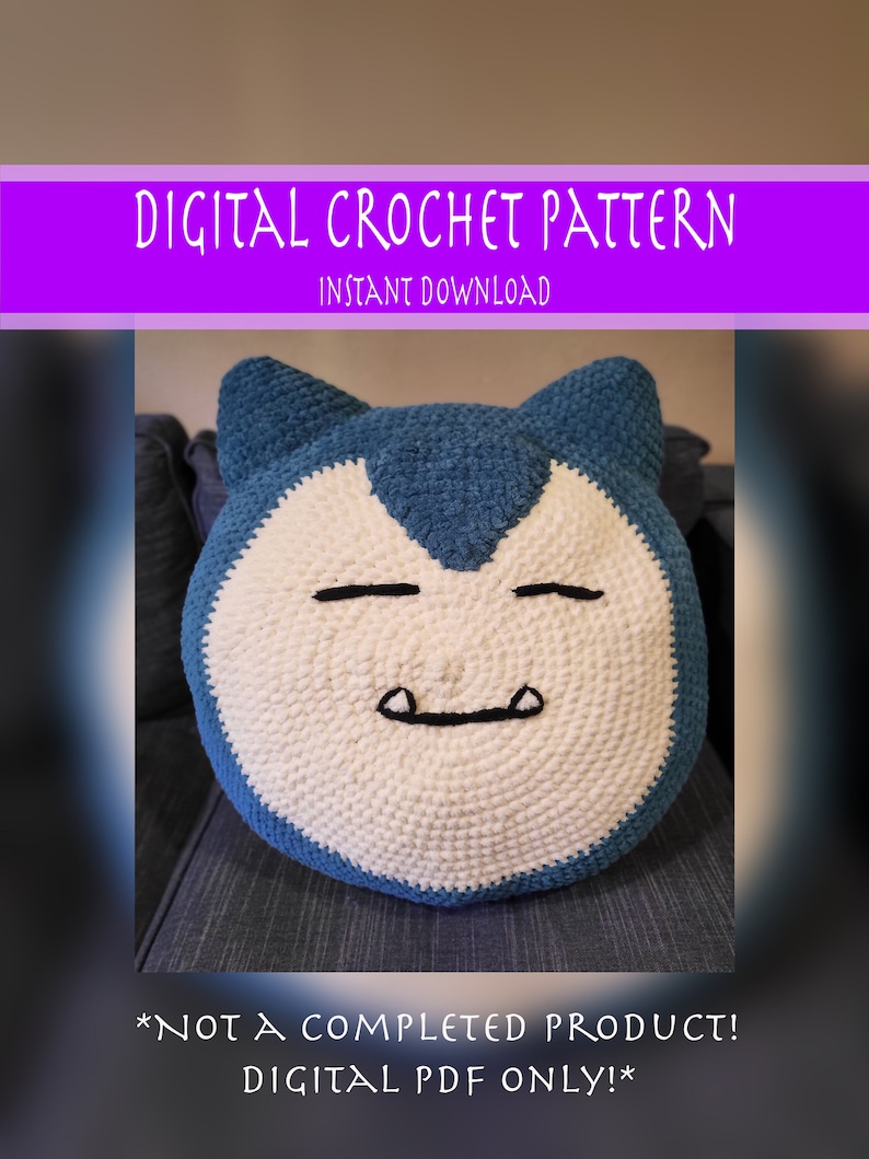 Snorlax Head Cushion Crochet Pattern - Etsy