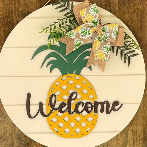 Welcome Pineapple Front Door Wreath Front Door Decor - Etsy