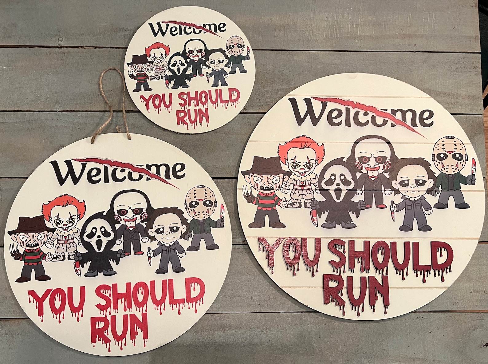 Horror Characters Door Sign, Halloween Door Hanger, Halloween Welcome ...