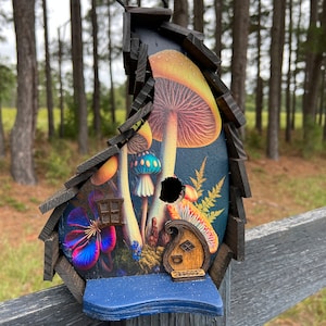 BIRDHOUSE, Funky Birdhouse, Mushroom Birdhouse, Unique Birdhouse, Large ...