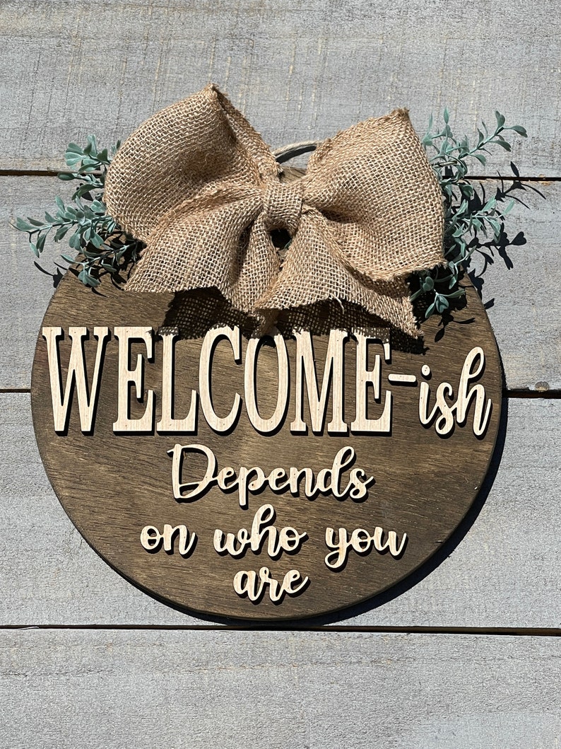 Door Sign Funny Door Sign Front Door Sign Welcome Door | Etsy