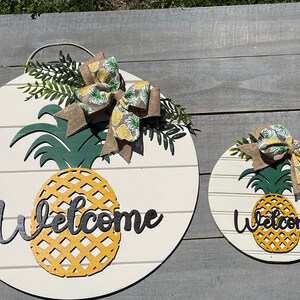 Pineapple Welcome Sign, Pineapple Decor, Pineapple Door Wreath, Summer ...