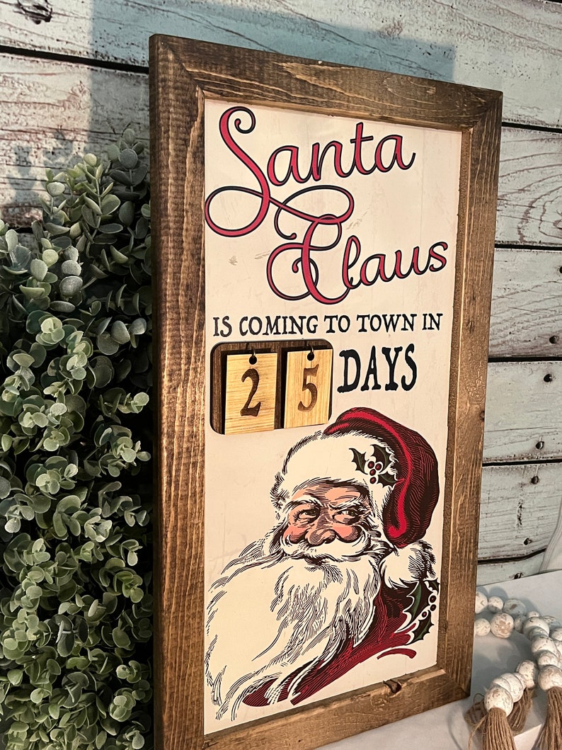 Christmas Countdown Santa Countdown Advent Calendar Holiday - Etsy