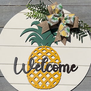 Pineapple Welcome Sign, Pineapple Decor, Pineapple Door Wreath, Summer ...