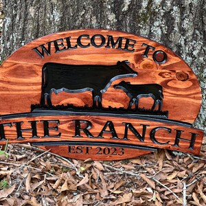Farm Sign, Ranch Sign, Engraved Cow Sign, Welcome Sign, Farm Decor ...