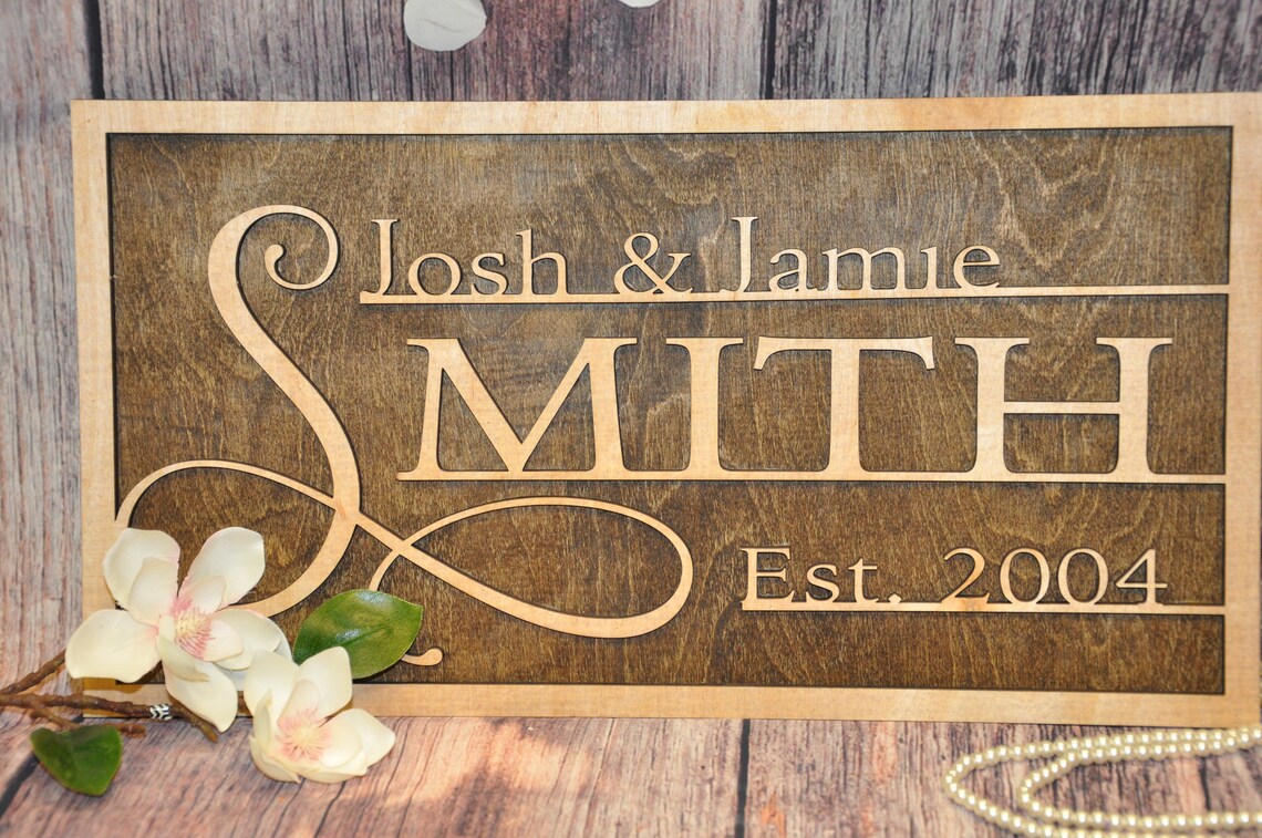 Personalized Wedding Gift Name Sign Family Name Sign | Etsy