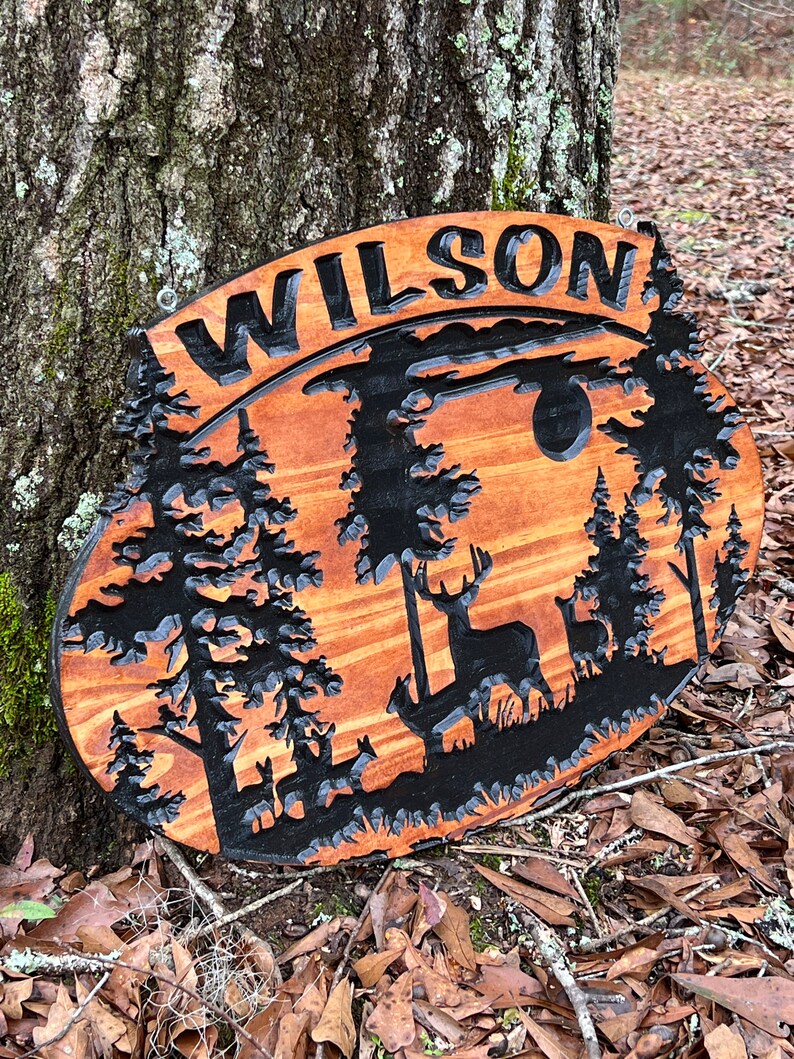 Engraved Rustic Name Sign Deer Sign Hunting Sign Family - Etsy