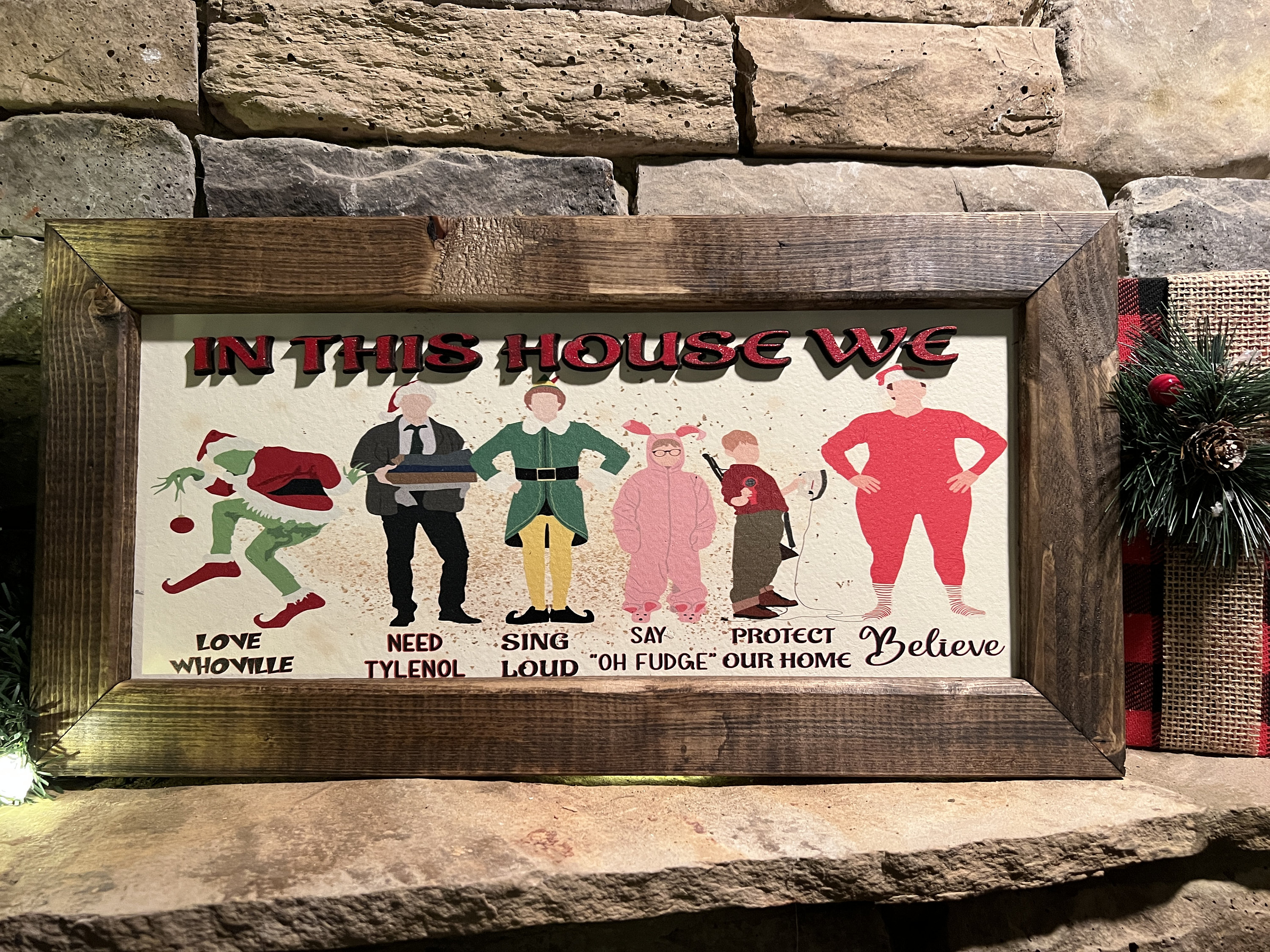 In This House We, Christmas Sign, Christmas Movie Sign, Funny Christmas ...