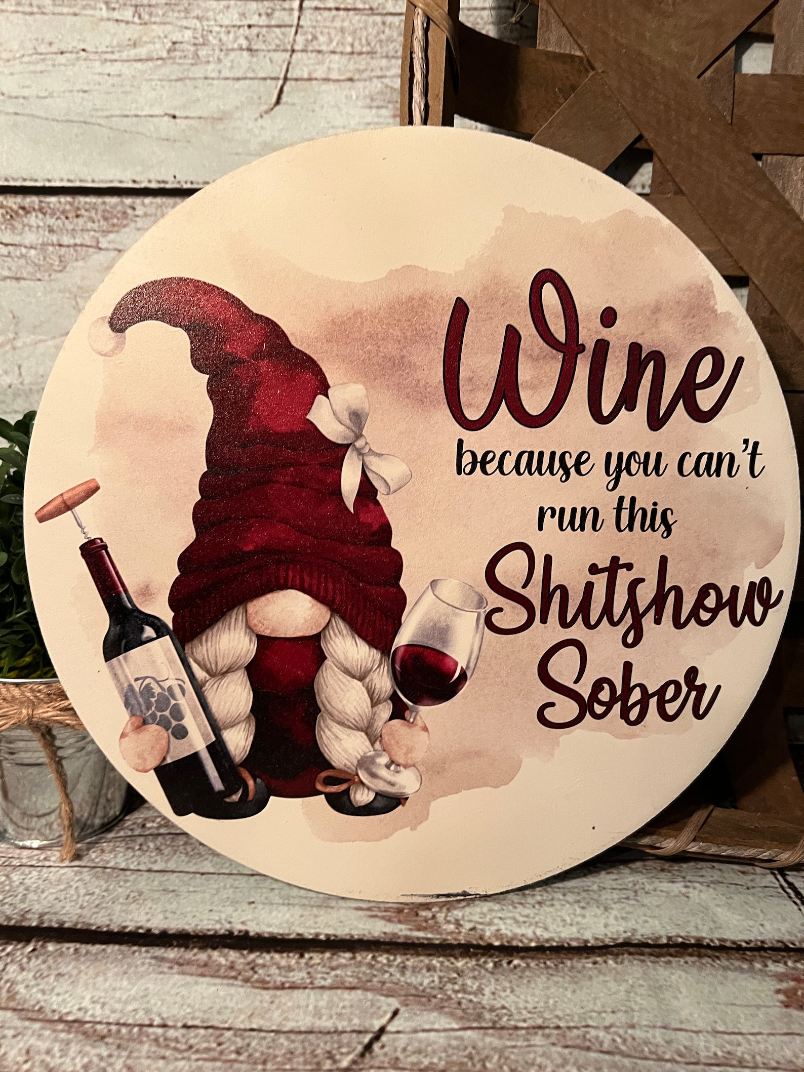 Wine Sign, Wine Decor, Funny Wine Sign, Wine Gnome, Gift for Wine Lover ...